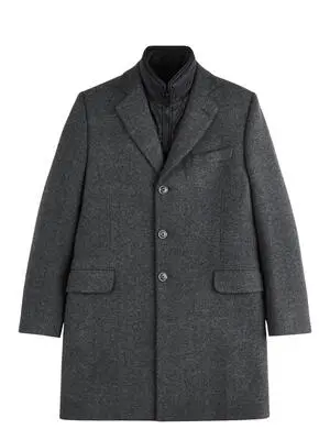 FAY Herringbone Pattern Double Coat - Grey