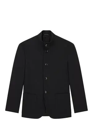 Giorgio Armani Blazer One Shot Regular Fit In Pure Virgin Wool Crepe - Black