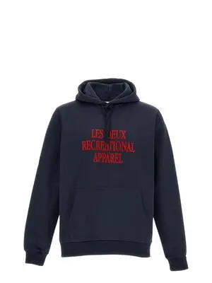LES DEUX Logo-print Drawstring Hoodie - Blue
