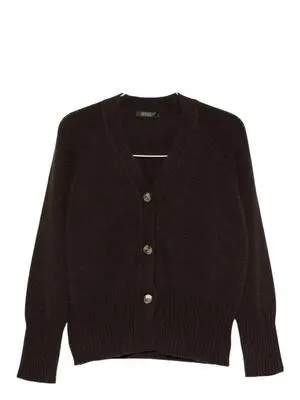 ARAGONA V-neck Button-up Cardigan - Brown