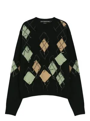 Andersson Bell Argyle Patterned Crew Neck Sweater - Black