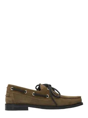 AeydĒ Harris Suede Leather Lace-up Loafers Green