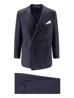 Kiton Double-breasted Peak-lapel Suit - Black