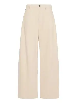 Max Mara Cotton Drill Trousers - Ivory