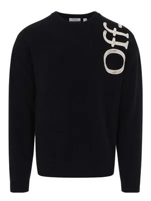 Off-White Vertical Bookish Embroidered Sweater - Black