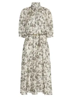 Max Mara Printed Silk Dress - Stone