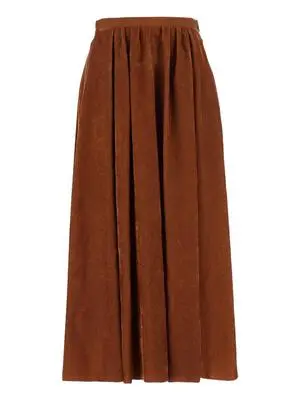 FORTE_FORTE Pleated Midi Skirt - Brown