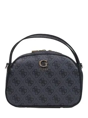 Guess Monogram Zippered Shoulder Bag - Black