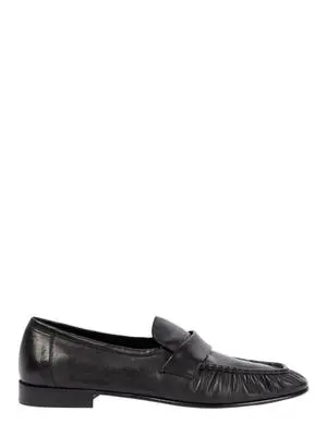 THE ROW The Row Round-Toe Loafers With Pleated Detailing