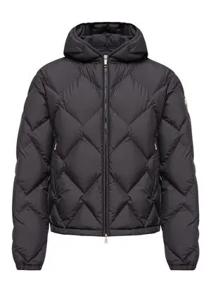Moncler Arvouinne Hooded Triangle-quilted Short Down Jacket - Black