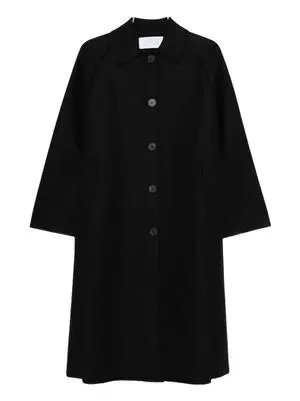 Harris Wharf London Balmacaan Raglan-sleeve Button Coat - Black