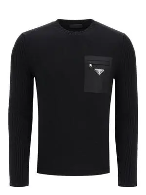 Prada Logo Rib Knitted Jumper - Black
