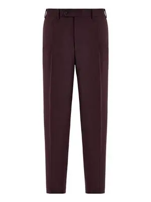Canali Dark Brown Wool Flannel Regular-fit Pants - Red