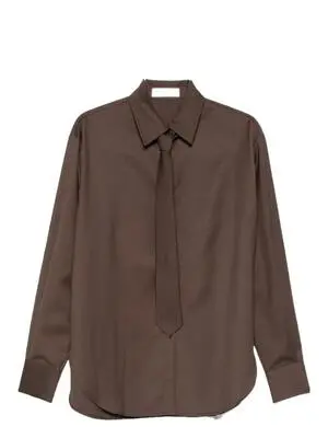 THE FRANKIE SHOP Peri Sheer Shirt - Brown