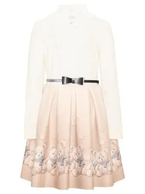 MONNALISA Teddy-print Ruffled-collar Dress