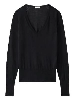 JOSEPH Cetus V-neck Top - Black
