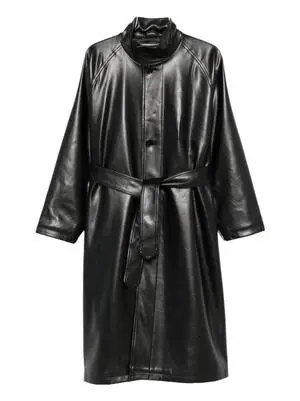 THE FRANKIE SHOP Long-sleeved Leather Coat - Black
