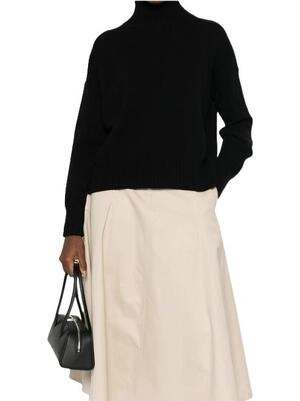 ARAGONA Long-sleeved Knitted Roll Neck Sweater - Black