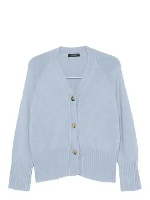 ARAGONA V-neck Ribbed-knit Cardigan - Blue