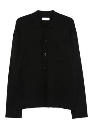 ROBERTO COLLINA Long-sleeved Knitwear With Polo Collar - Black