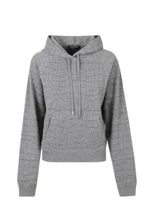 TOM FORD Jacquard Drawstring Hoodie - Grey
