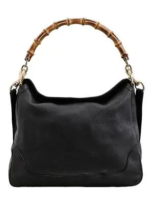 Gucci Leather Diana Bamboo Hobo Bag - Black