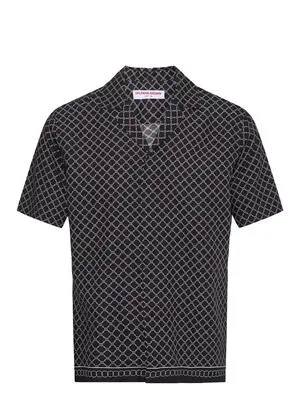 Orlebar Brown Printed Lyocell Shirt In Night Iris Blue