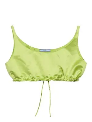 Prada Prada Duchesse Cropped Top With Drawstring Hem Green