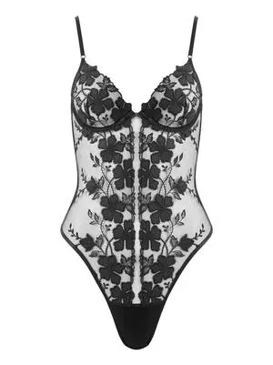 Bluebella Alara Floral Sheer Bodysuit - Black