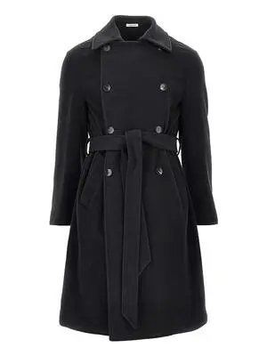 BRERAS Wool Cloth Belted Coat - Blue