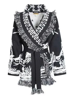 Alanui Canyon Spirit Cardigan With Fringes And Belted Waist - Multi