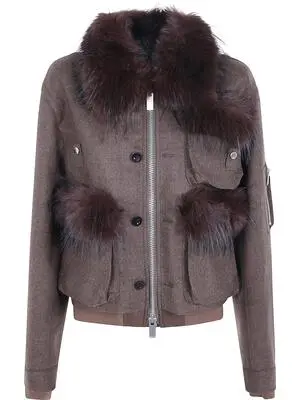 Sacai Jacket Wool Melton Blouson - Brown