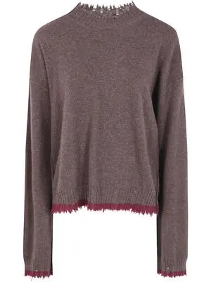 UMA WANG Long Sleeve Crew Neck Sweater - Brown