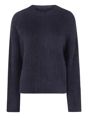 UMA WANG Sweater Fluffy Wool Crewneck Black