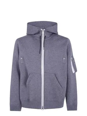 Sacai Sweatshirt Zippered "cotton Cashmere Knit Hoodie - Gray