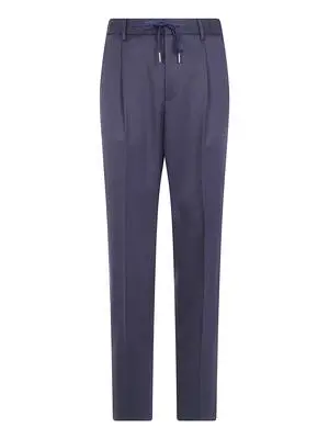 Tagliatore Wool Blend Pleated Trousers - Blue