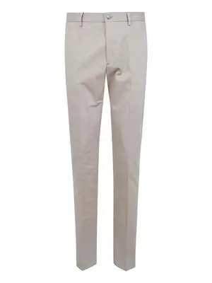 Etro Etro Flat Front Cotton Trousers Beige