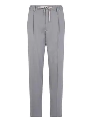 Tagliatore Wool Trousers With Drawstring Waist - Brown