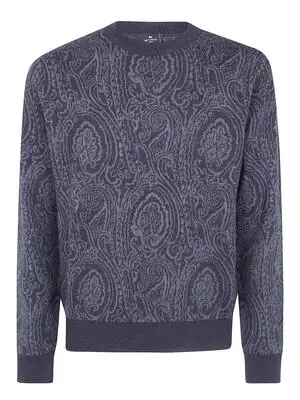 Etro Paisley Print Round Neck Sweater - Gray