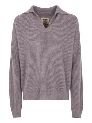 UMA WANG Long Sleeve Racoon Wool Sweater - Brown