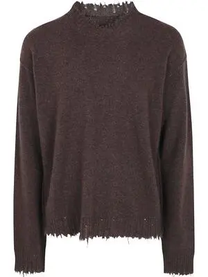 UMA WANG Distressed Cashmere Sweater - Brown
