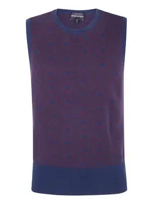 Emporio Armani Knit Sweater Vest With Geometric Pattern - Black