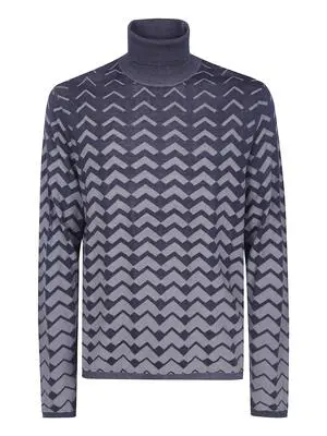 Emporio Armani Turtleneck Sweater With Patterned Design - Blue