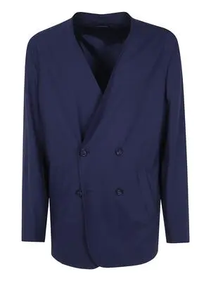 Emporio Armani Jacket Double Breasted "linear Neck Blazer - Blue