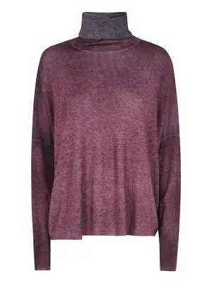 Avant Toi Hand Painted Ultralight Cashmere Wool High Neck Sweater - Red