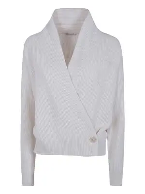 Brunello Cucinelli Brunello Cucinelli Cashmere Wrap Sweater White