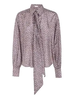Brunello Cucinelli Shirt Ribbon Flowers Pattern - Brown