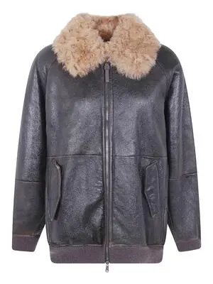 BRUNELLO CUCINELLI Jacket Fur Collar "mpmma7564 C9998 Nut"