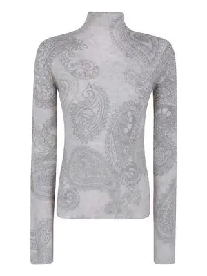 Emporio Armani Paisley Long Sleeve Sweater - Green
