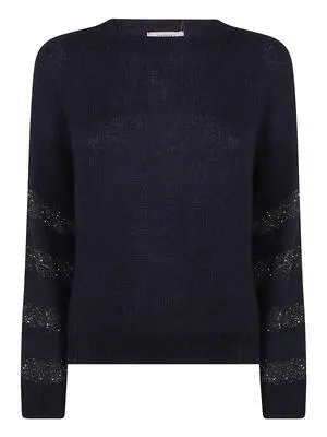 TWINSET Sweater With Gold Stripes - Black